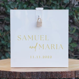 Personalized Name Card Box Wedding Acrylic Card Box With Lock and Key ...