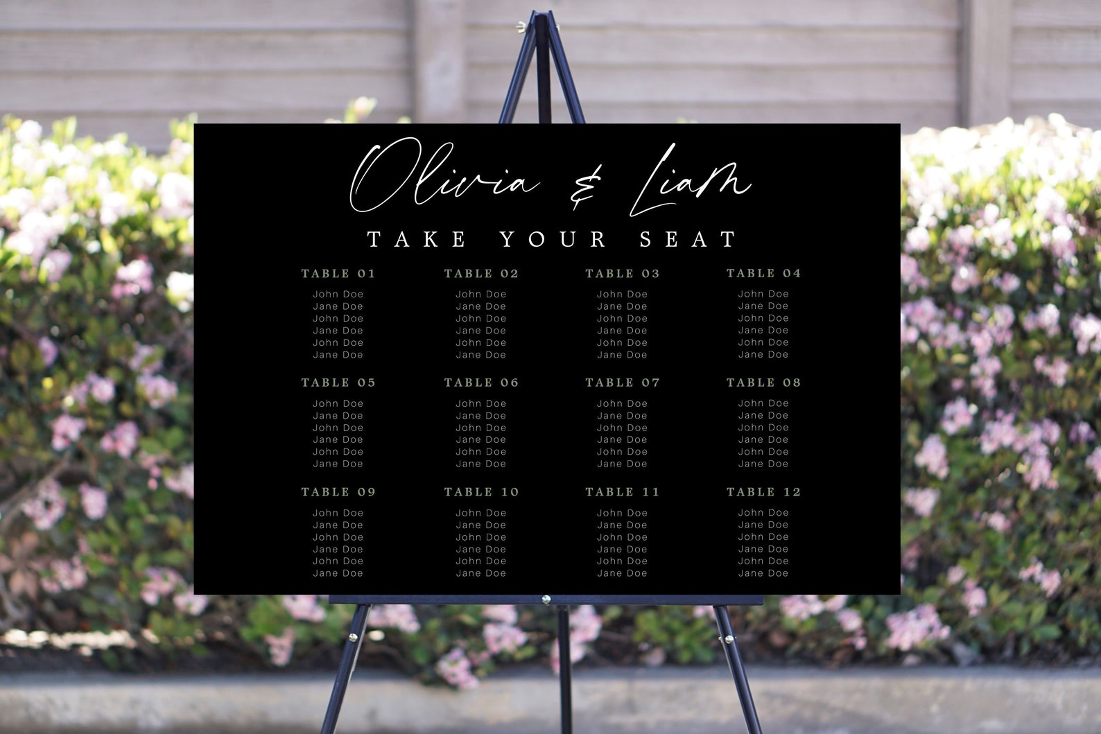 Wedding Guest Seating Chart Personalized Guest List and Seating Table ...