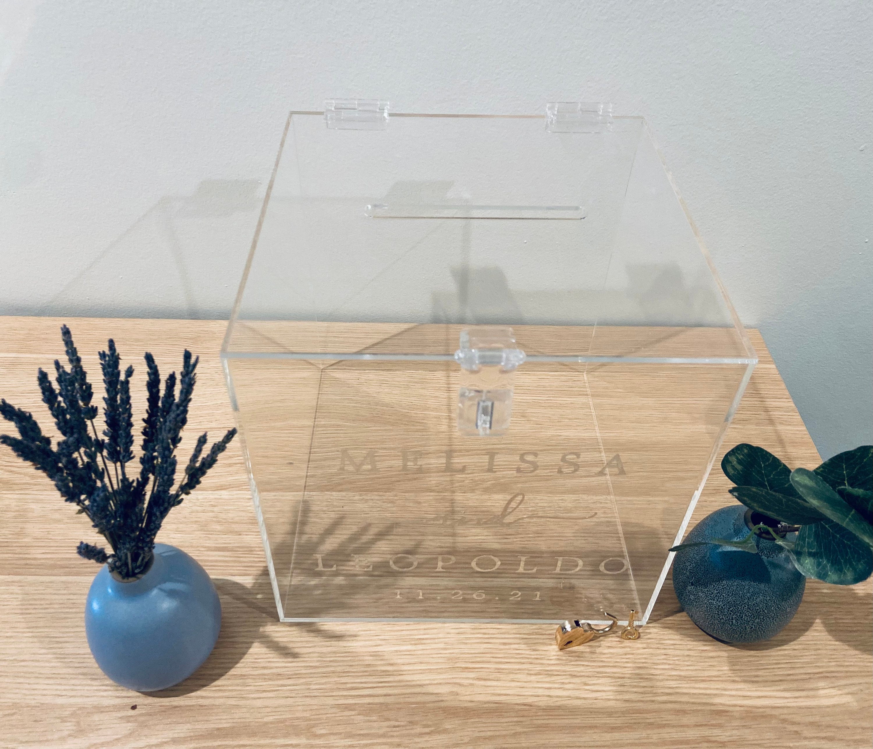 Personalized Acrylic Card Box With Lock and Key HIGH QUALITY - Etsy