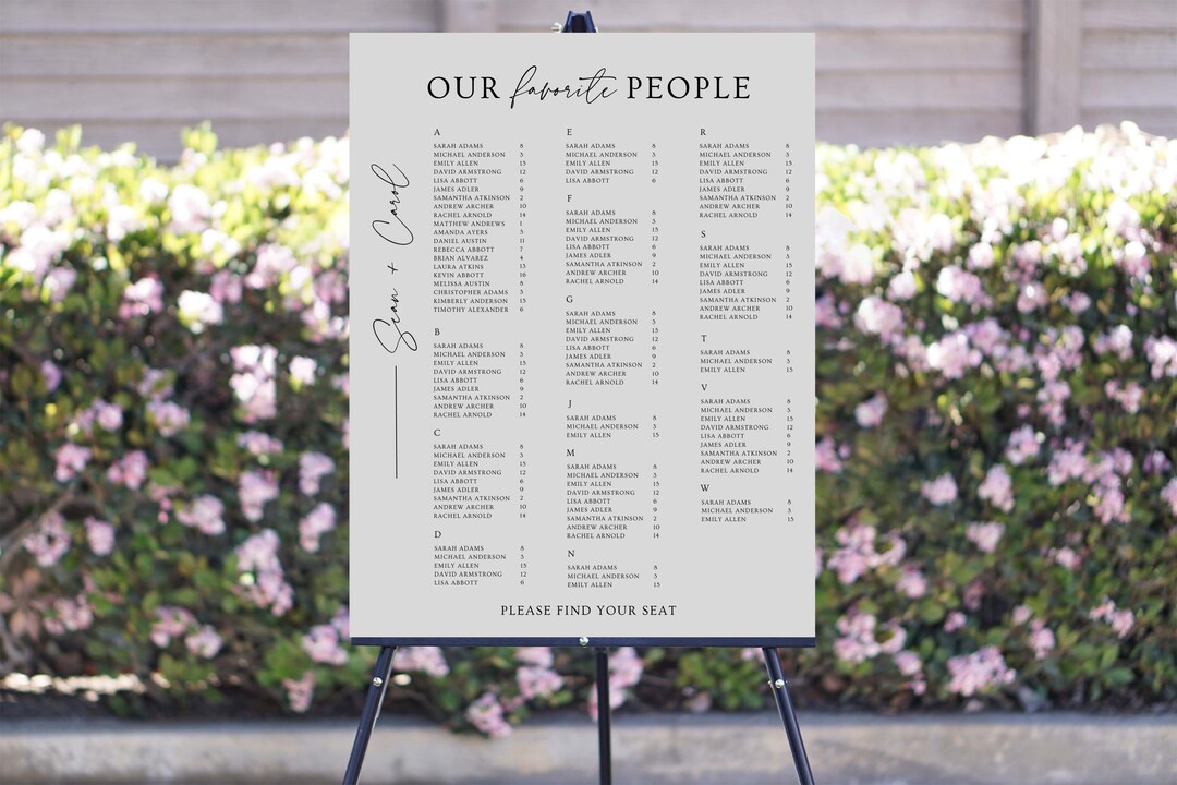 Personalized Printed Acrylic Wedding Seating Chart - Modern Elegance ...