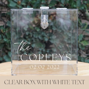 Personalized Last Name Card Box Wedding Acrylic Card Box With Lock and ...
