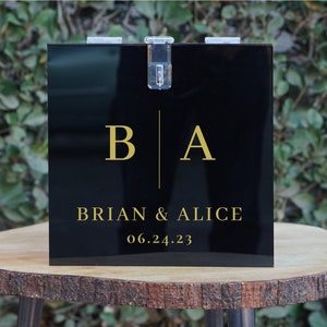 Minimal Personalized Name Card Box Wedding Acrylic Card Box With Lock ...