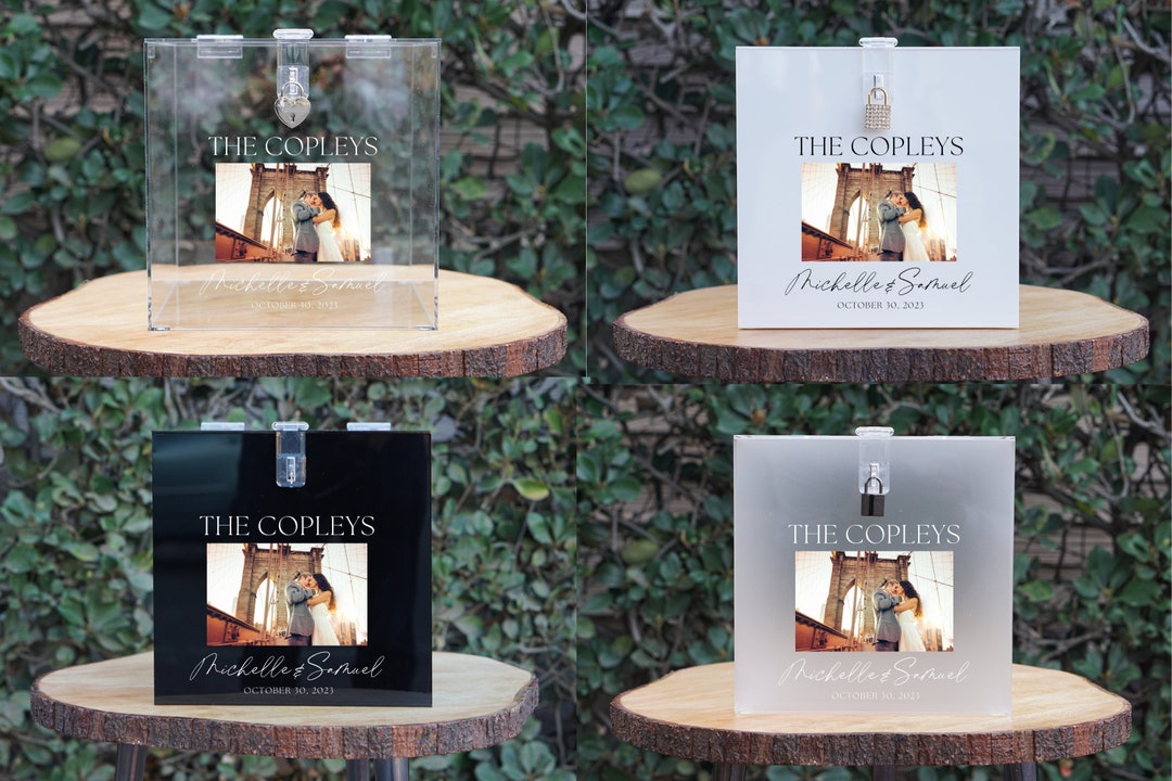 Photo Cards Personalized Name Card Box Wedding Acrylic Card Box With ...