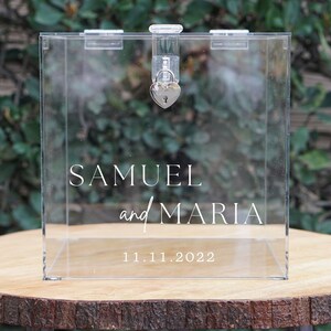 Personalized Name Card Box Wedding Acrylic Card Box With Lock and Key ...
