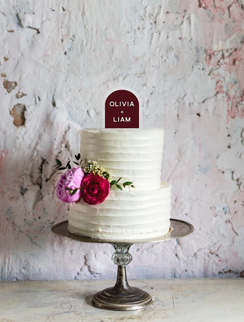 Personalized Acrylic Wedding Cake Topper | Arch Shaped | Classic ...