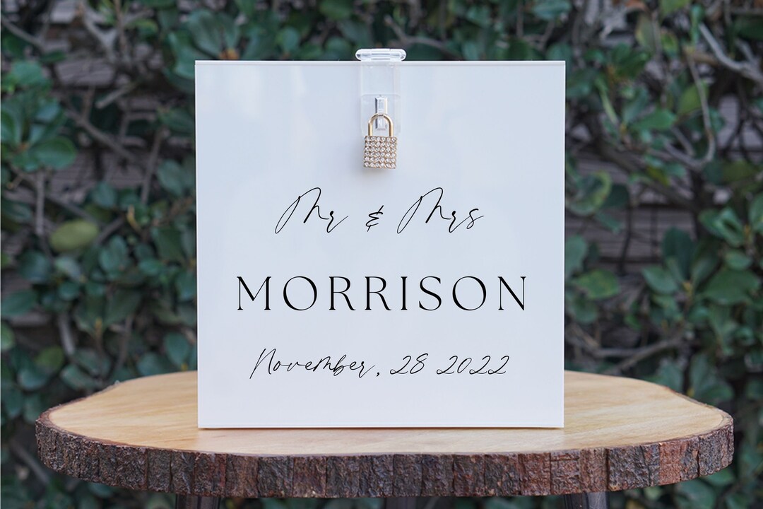 Mr and Mrs Card Box Customized Wedding Acrylic Card Box With Lock and ...