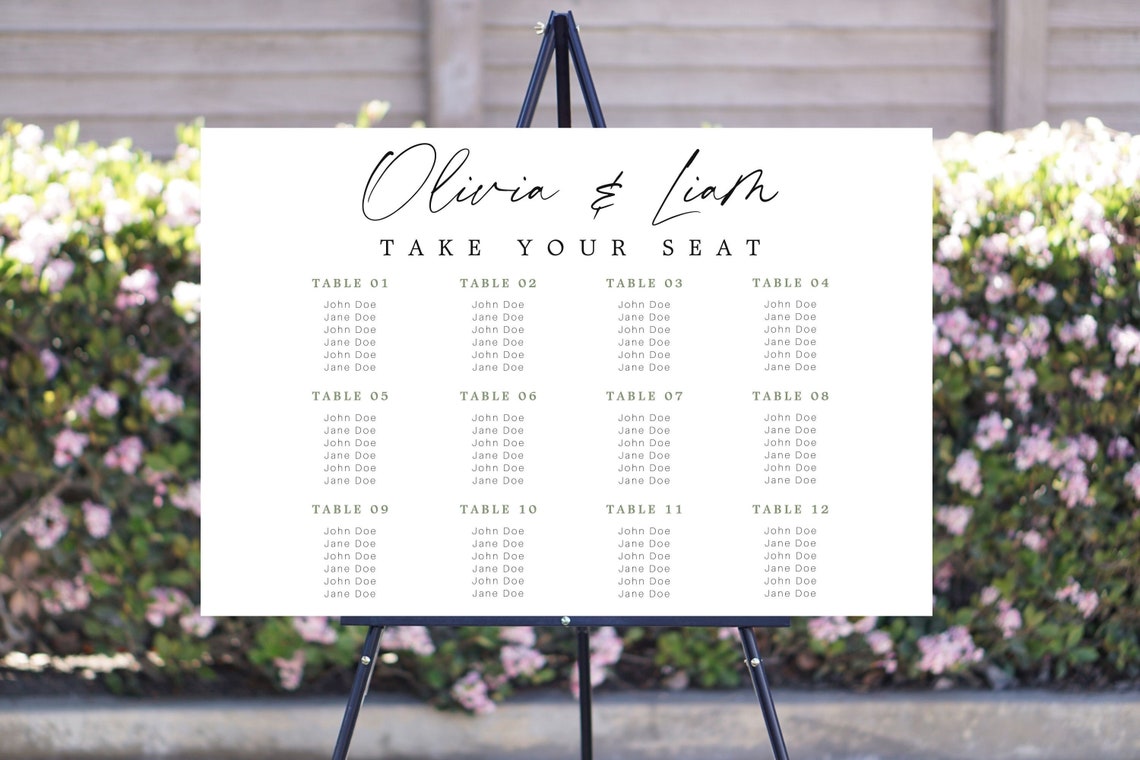 Wedding Guest Seating Chart Personalized Guest List and - Etsy
