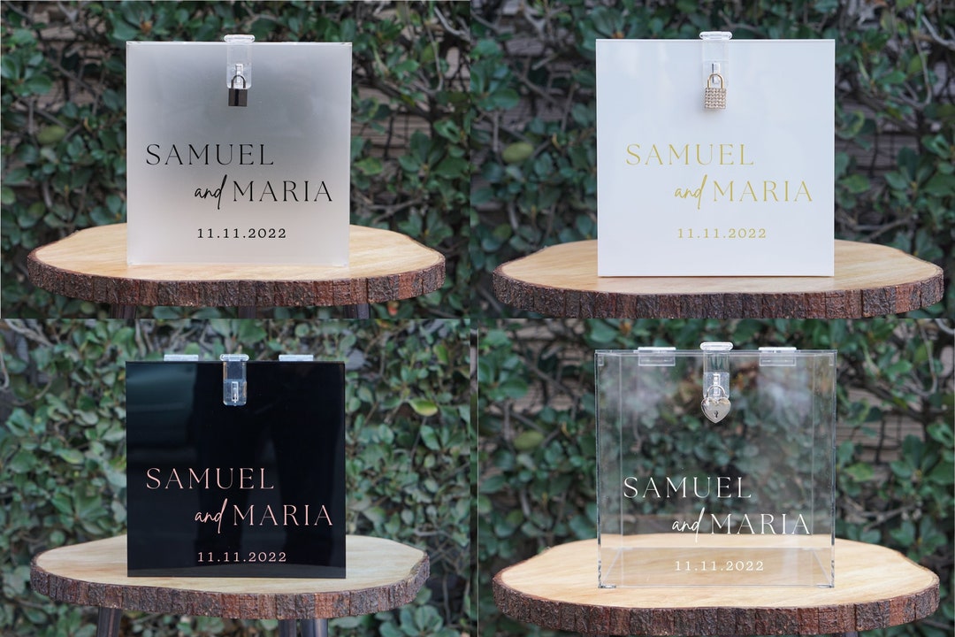 Personalized Name Card Box Wedding Acrylic Card Box With Lock and Key ...