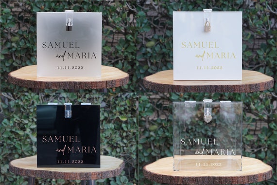 Personalized Name Card Box Wedding Acrylic Card Box With Lock - Etsy