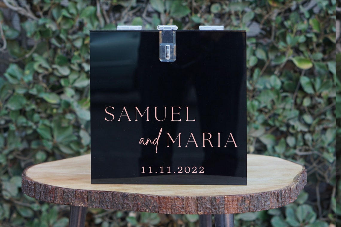Personalized Name Card Box Wedding Acrylic Card Box With Lock - Etsy