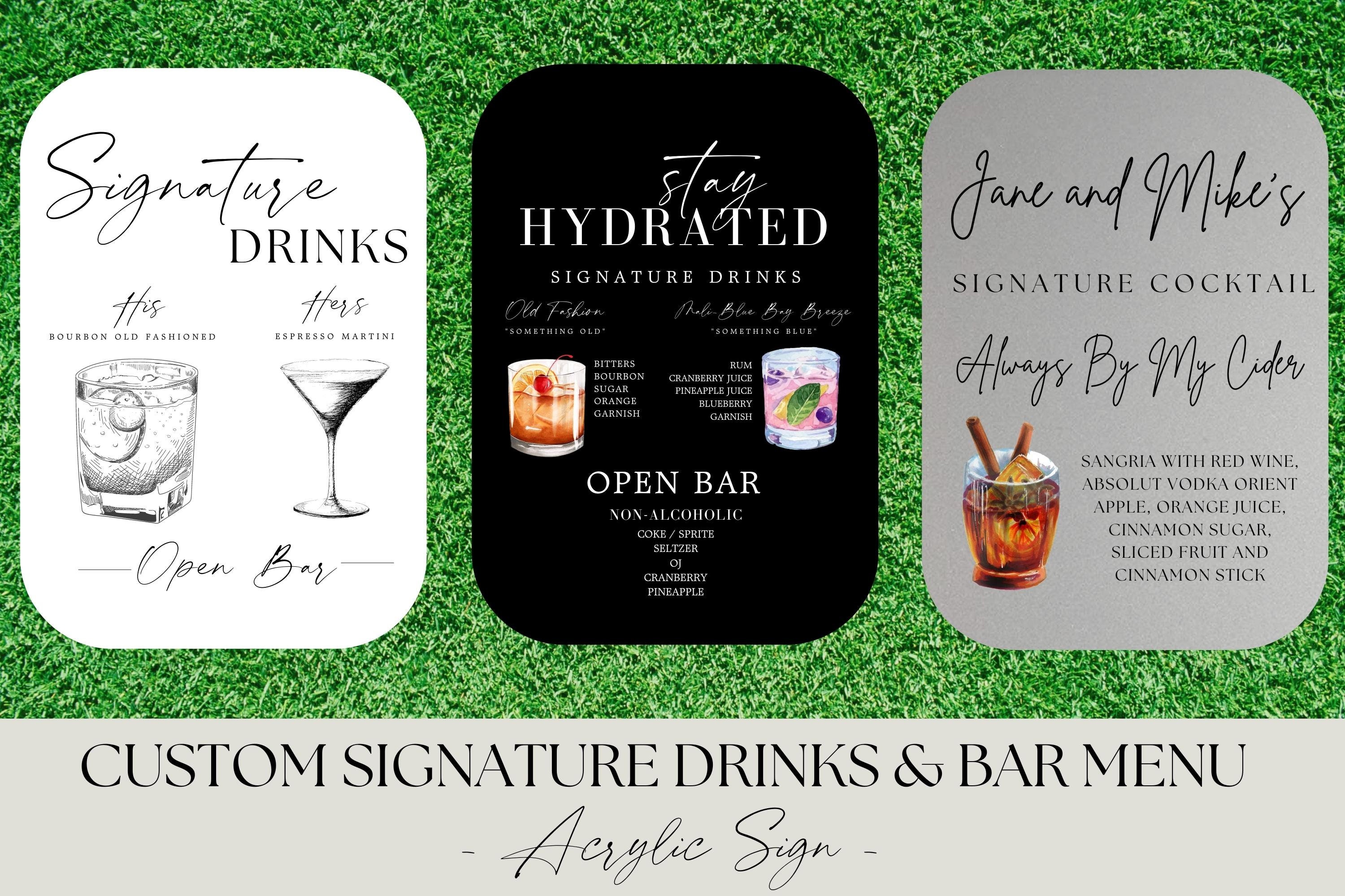 Signature Cocktails Acrylic Wedding Bar Sign Drink Sign - Etsy
