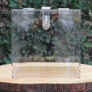 Cards and Well Wishes Box Customized Wedding Acrylic Card Box With Lock ...