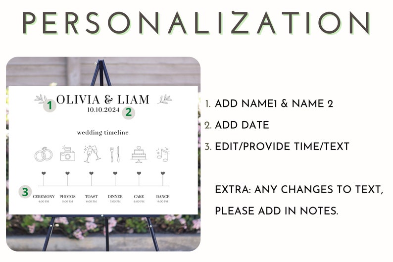 Printed Wedding Timeline Personalized Wedding Timeline and - Etsy