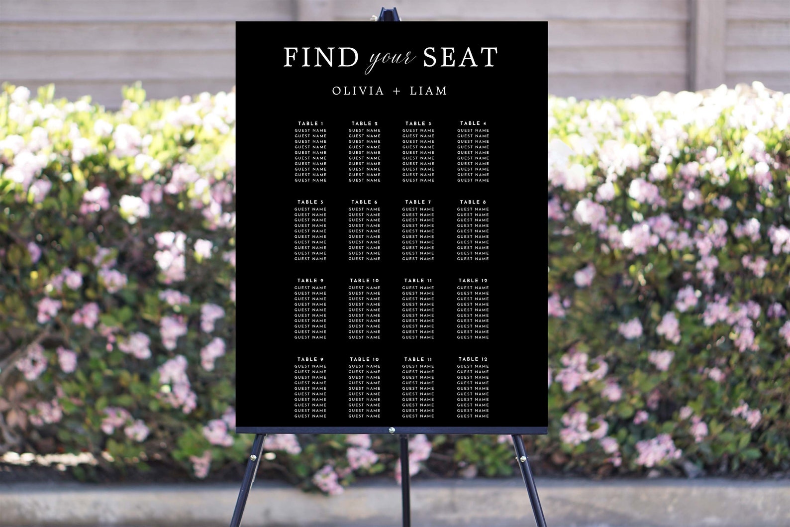 Printed Wedding Seating Chart | Personalized Guest List and Seating ...