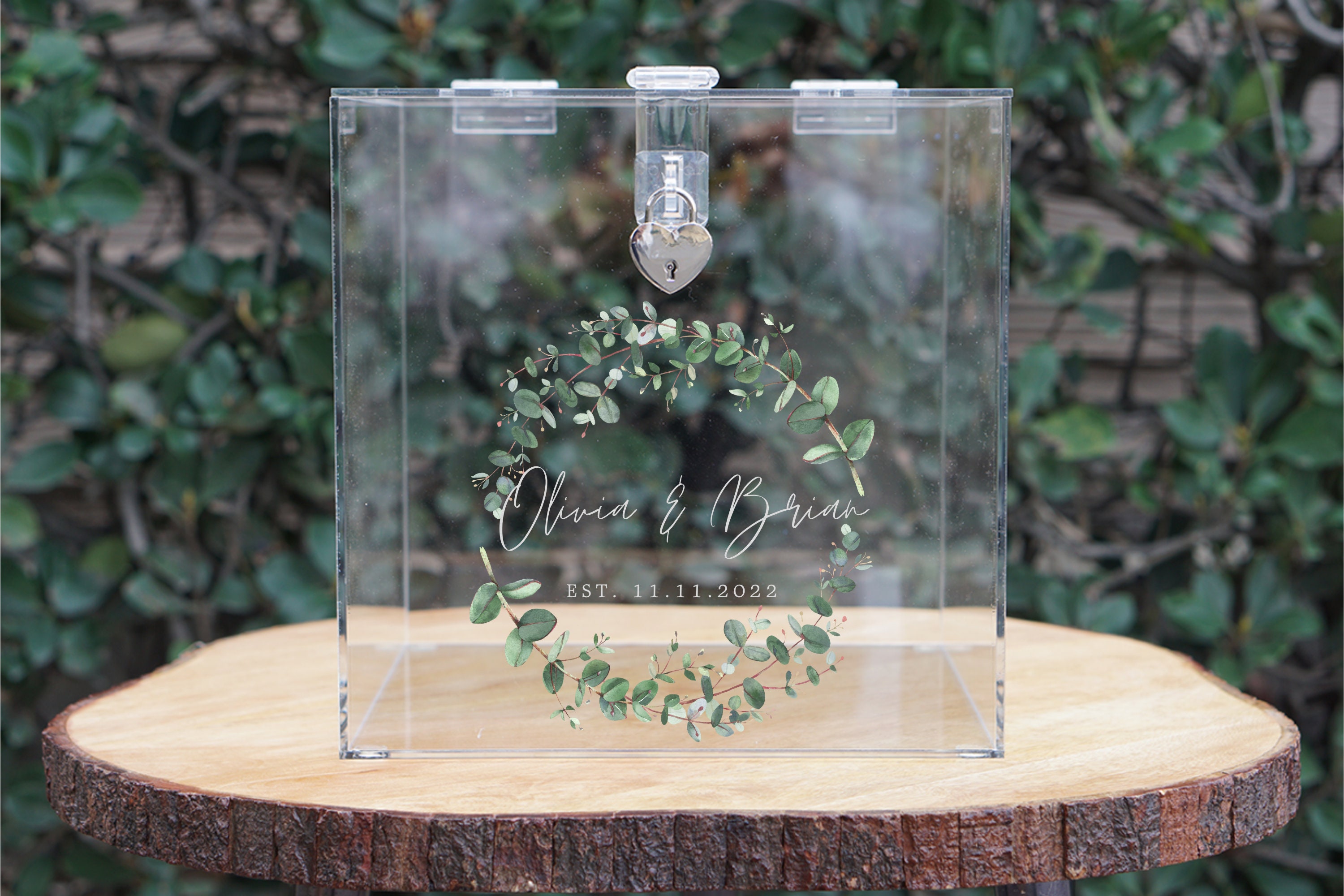 Personalized Rustic Acrylic Card Box With Lock and Key HIGH - Etsy