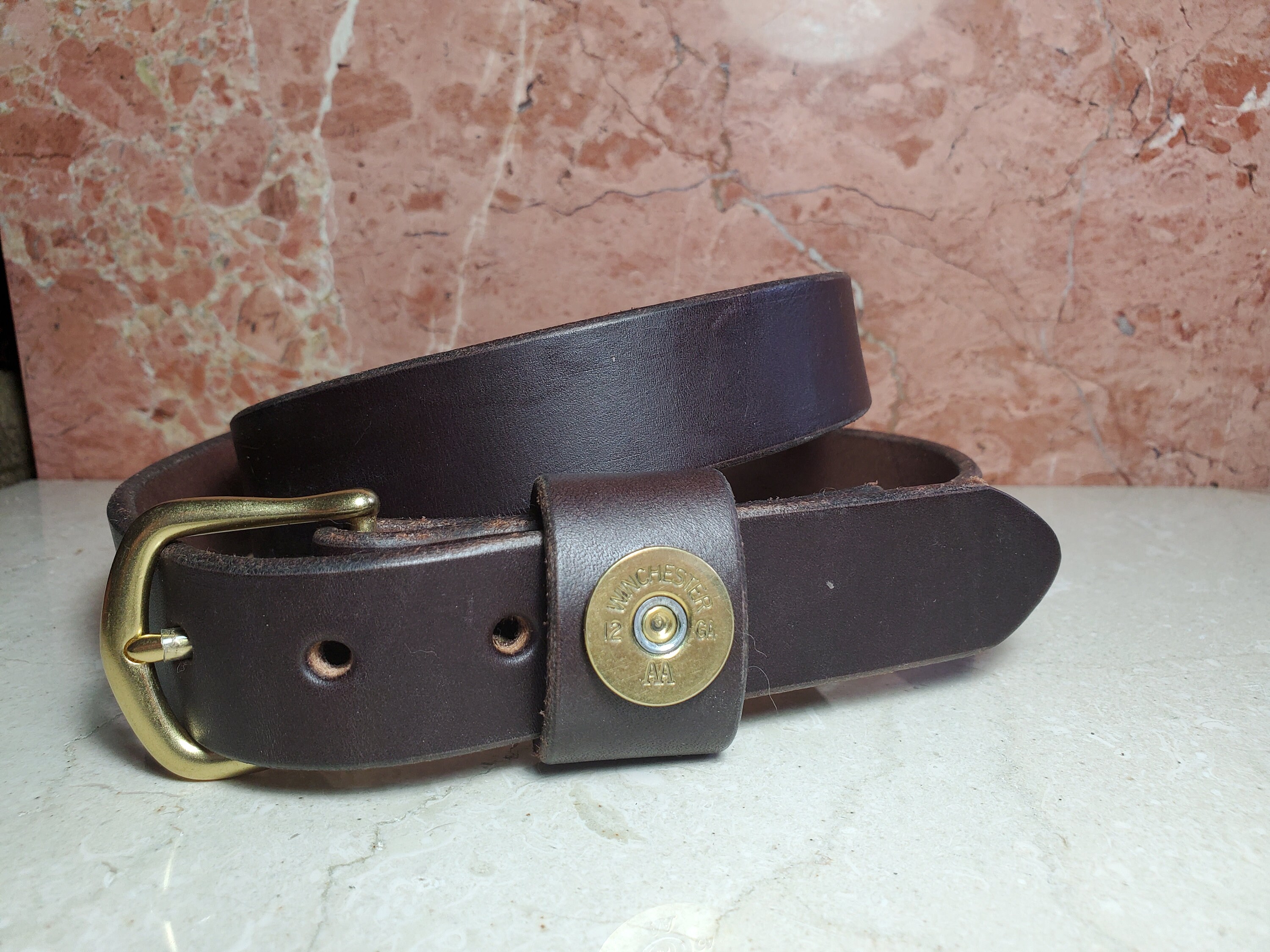 Shotgun Shell Belt - Genuine Leather- Dark Brown - Etsy