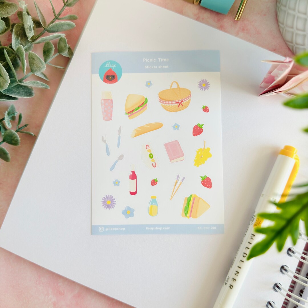 Picnic Sticker Sheet - Picnic Journal Stickers - Food Planner Stickers ...
