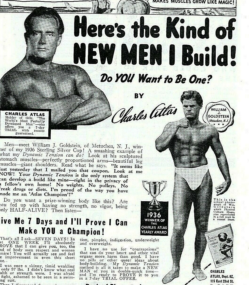 Vintage Ad Print Charles Atlas Muscle Building System 1937 | Etsy