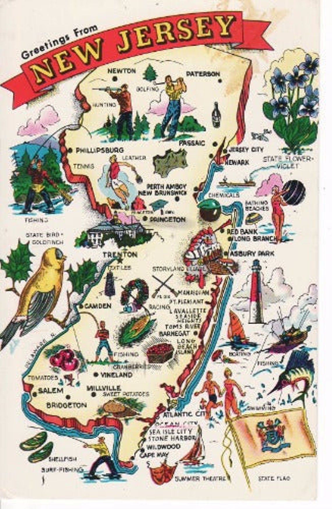COOL NEW JERSEY State Map Glossy Poster Picture Photo Devils Nets - Etsy