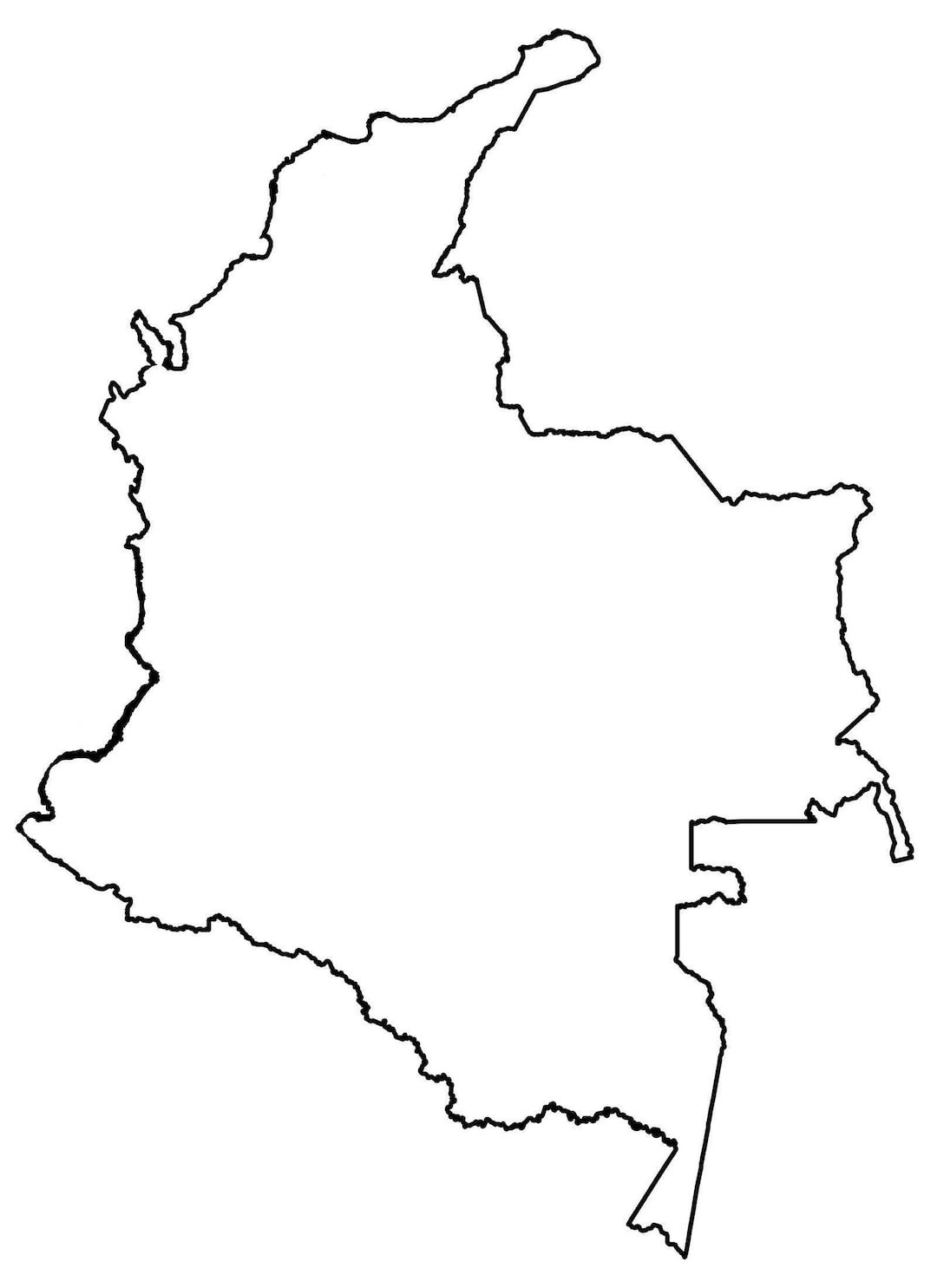 Colombia Blank Outline Map Glossy Poster Picture Photo Print Banner ...