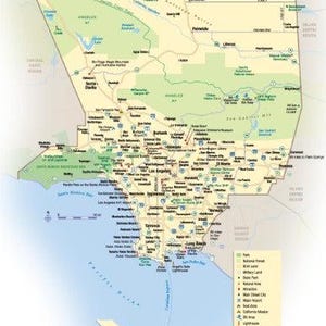 Southern California Road Map Poster Picture Photo Banner Losangeles ...