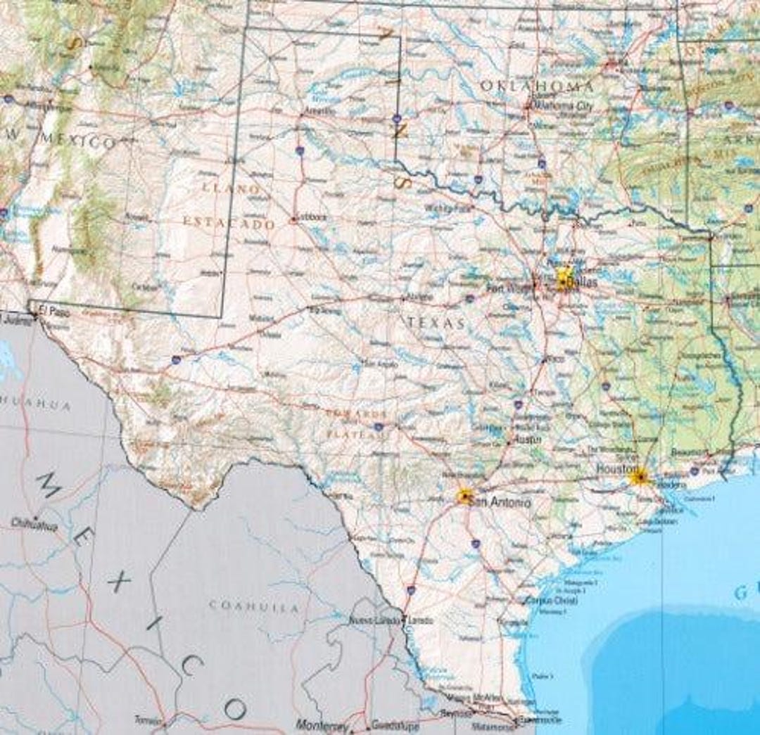 Texas State Road Map Glossy Poster Picture Photo Banner Tx Highway ...