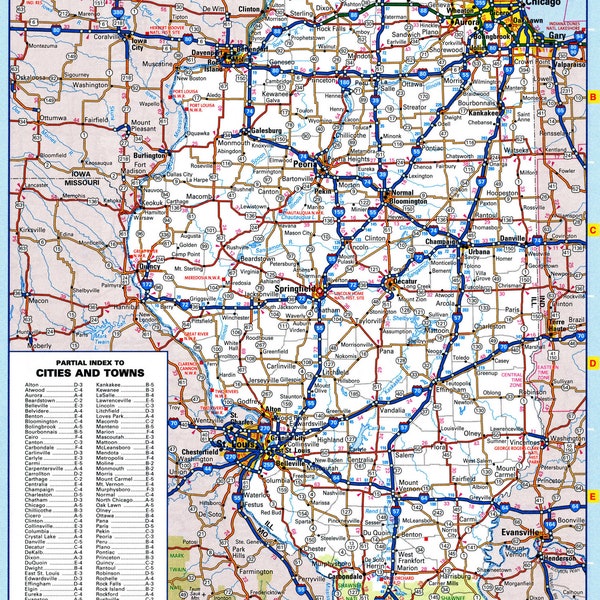 Map of Illinois - Etsy