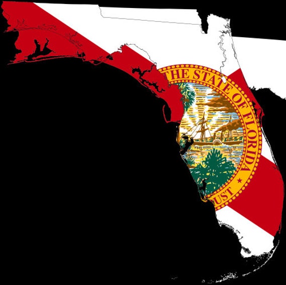 FLORIDA FLAG MAP Glossy Poster Picture Photo State Miami - Etsy