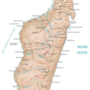 Madagascar Physical Map Glossy Poster Picture Photo Print Banner Conversationprints - Etsy