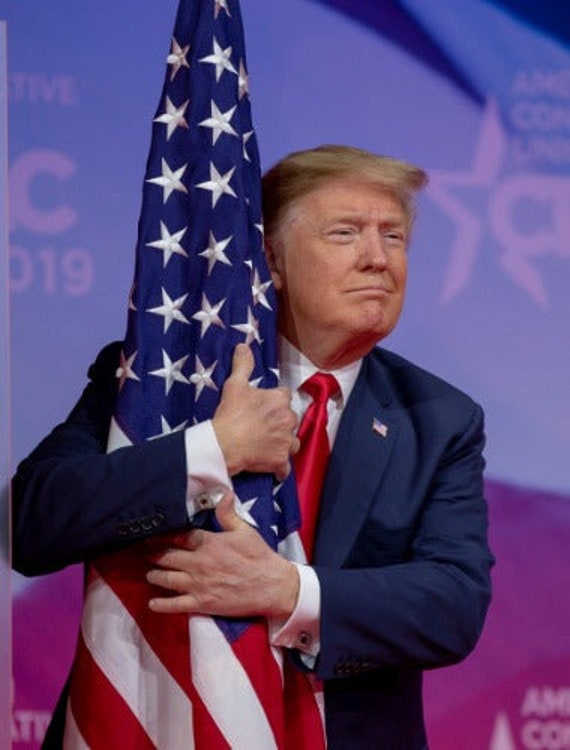 DONALD TRUMP HUGGING American Flag Glossy Poster Picture - Etsy