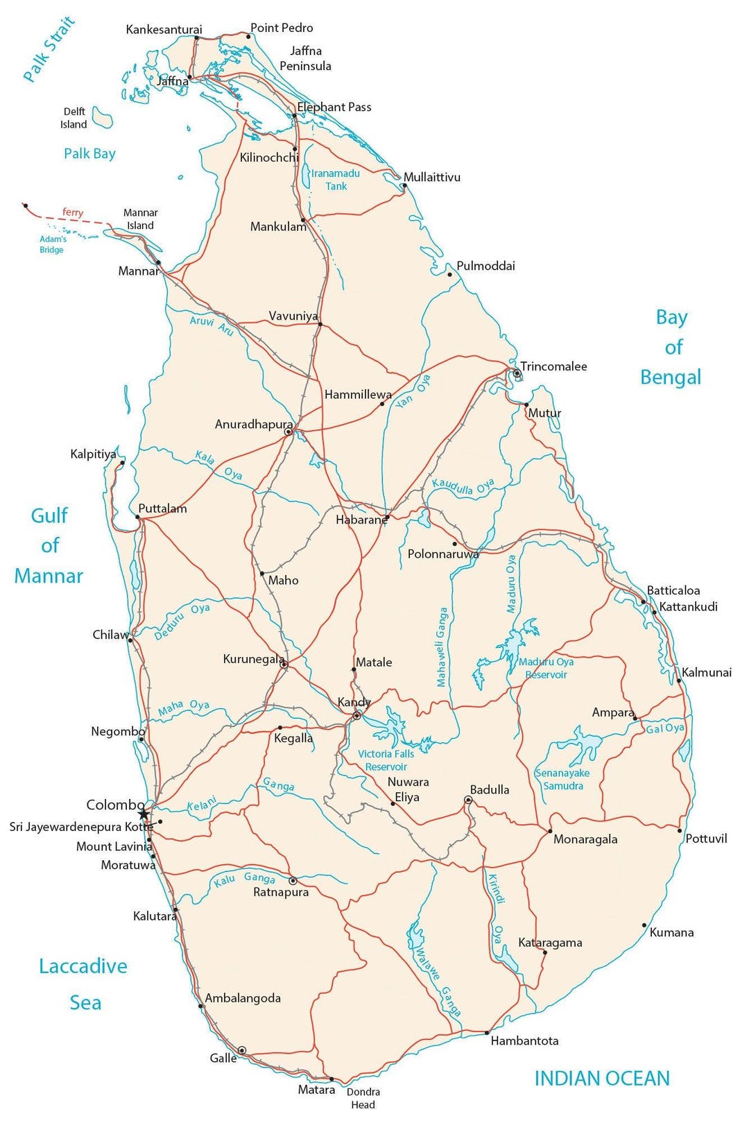 Sri Lanka City Road Map Glossy Poster Picture Photo Print Banner ...