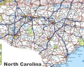 Nc State Road Map - Etsy