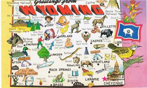 FUN WYOMING STATE Map Glossy Poster Picture Photo Cheyenne - Etsy