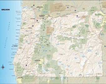OREGON STATE ROAD Map Glossy Poster Picture Photo Banner or - Etsy