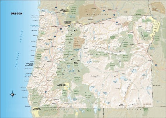 OREGON STATE ROAD Map Glossy Poster Picture Photo Banner or - Etsy