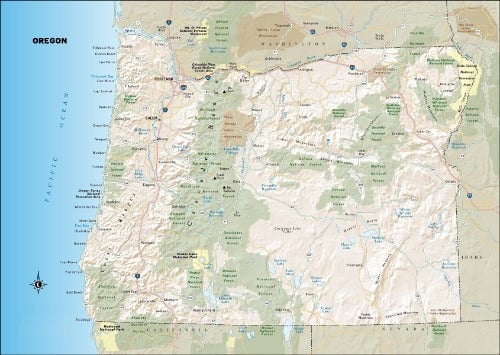 OREGON STATE ROAD Map Glossy Poster Picture Photo Banner or City ...