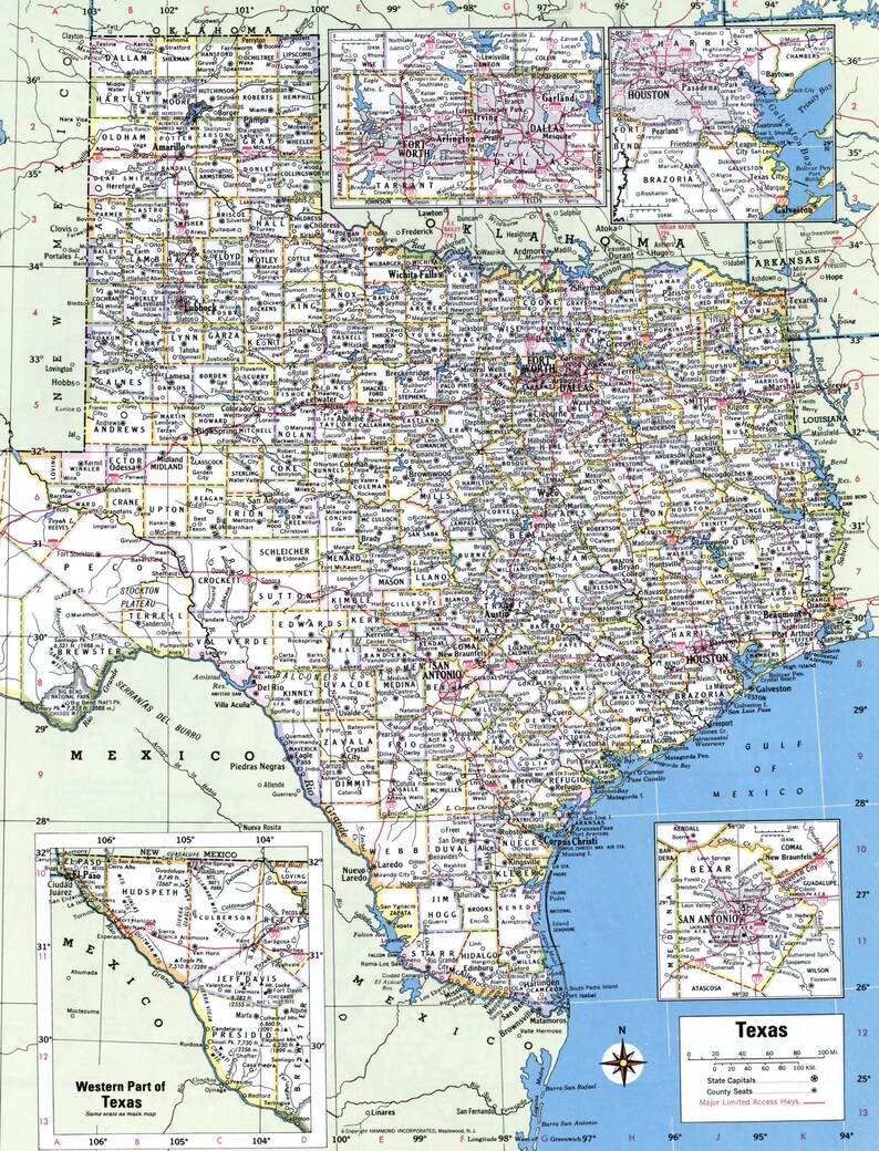 Texas Tx Counties County Map Glossy Poster Picture Photo Print Banner ...