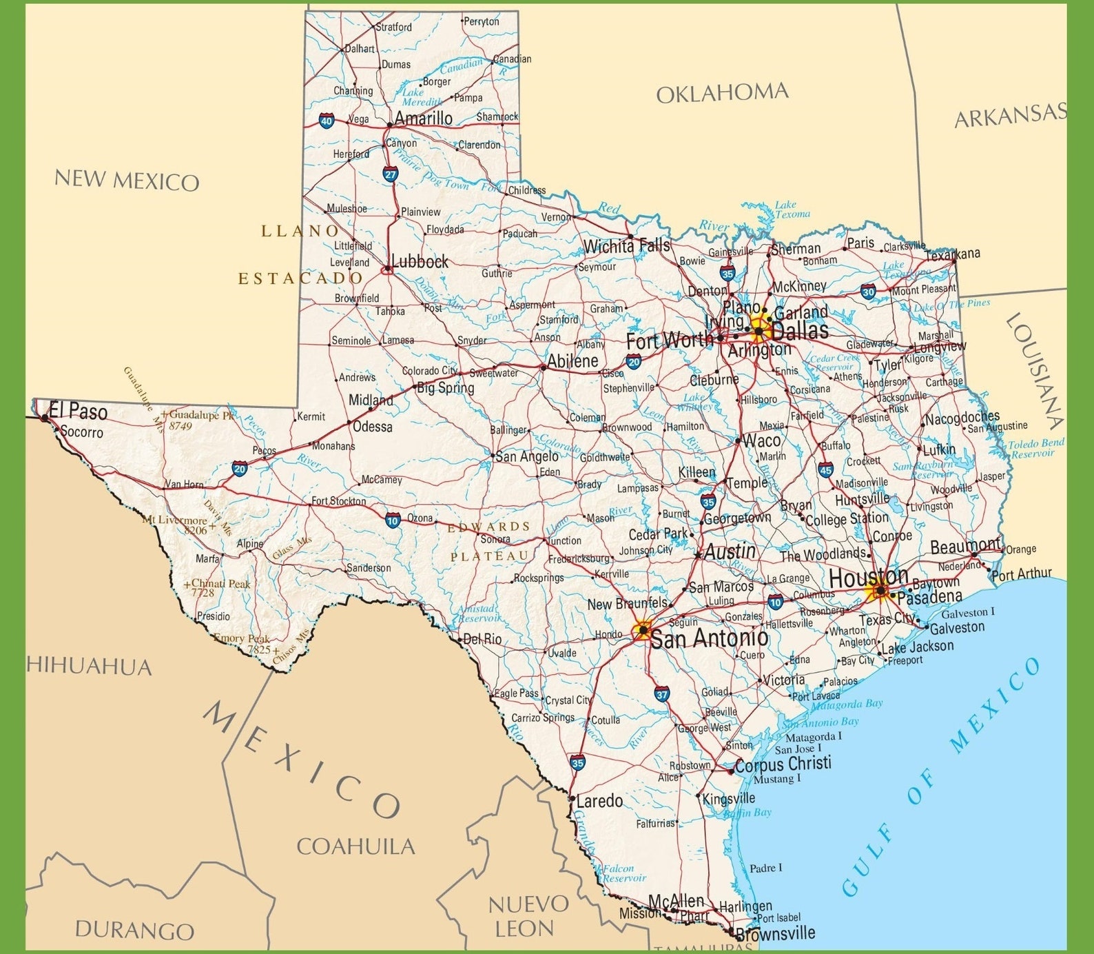 Texas State Road Map Glossy Poster Picture Photo Banner Tx - Etsy