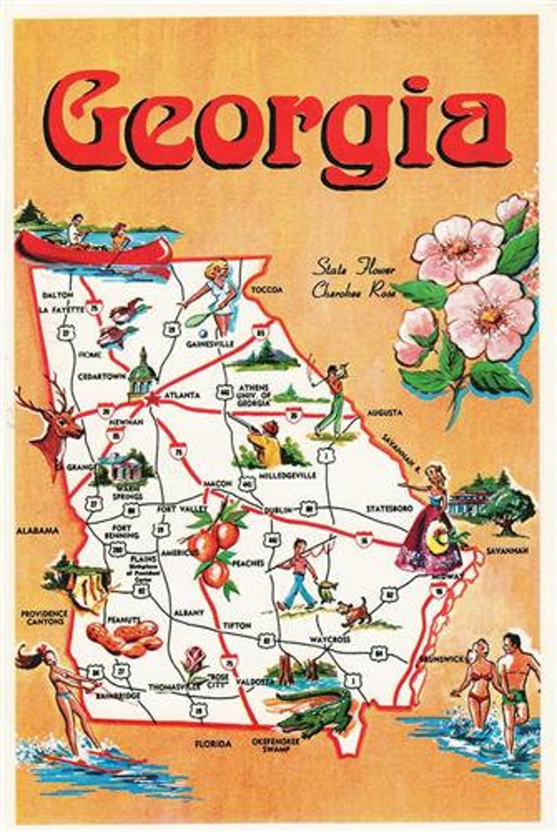GEORGIA THE PEACH State Glossy Poster Picture Photo Atlanta - Etsy