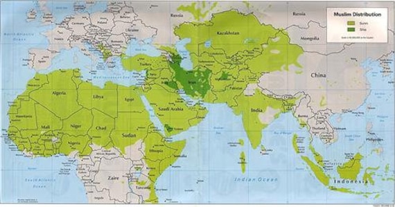 MUSLIM DISTRIBUTION WORLD Map Glossy Poster Picture Photo - Etsy