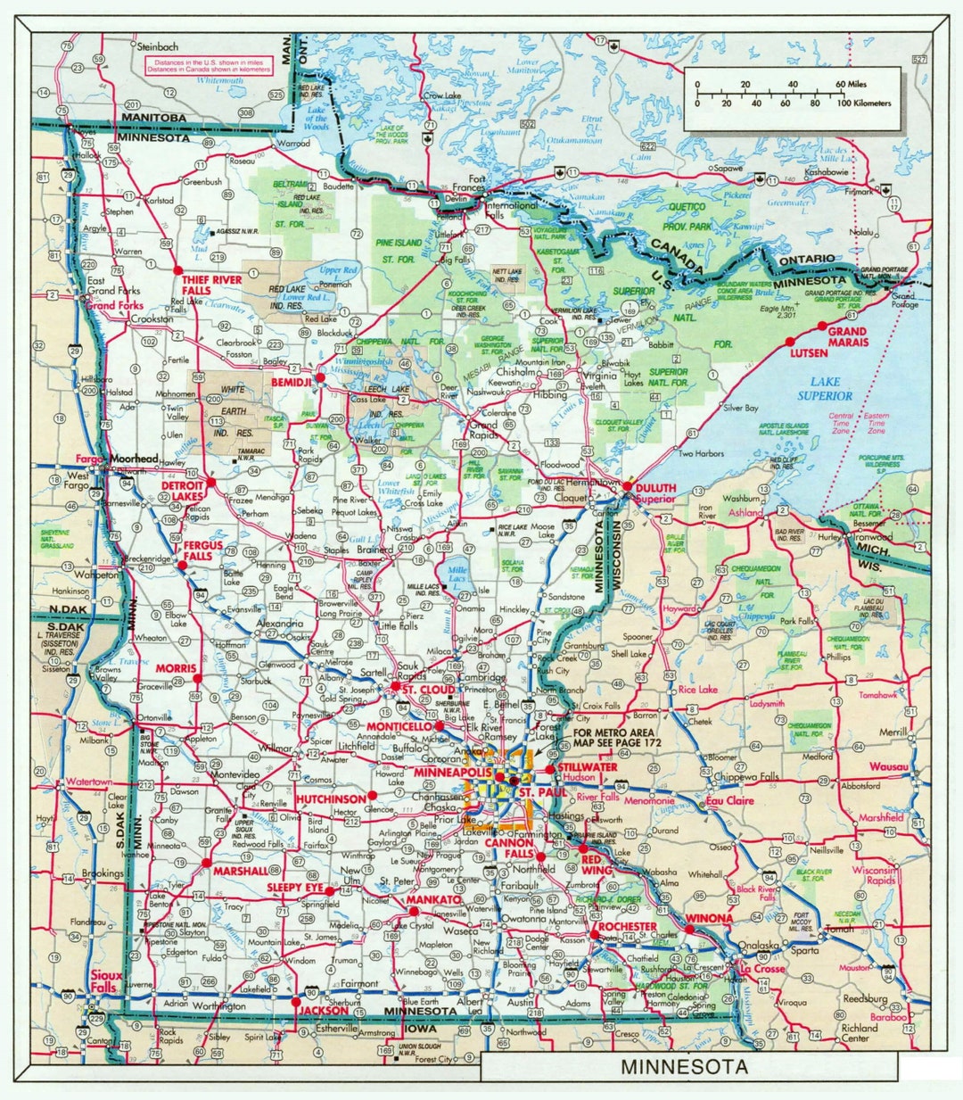 MINNESOTA STATE ROAD Map Glossy Poster Picture Photo Banner Political ...