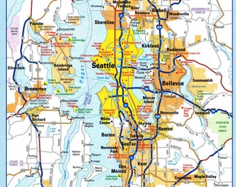Seattle Map Poster - Etsy