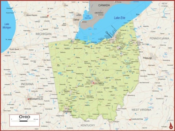 OHIO STATE ROAD Map Glossy Poster Picture Photo Banner - Etsy