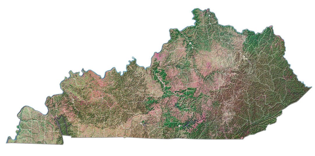 Kentucky Satellite Map Glossy Poster Picture Photo Print Banner ...