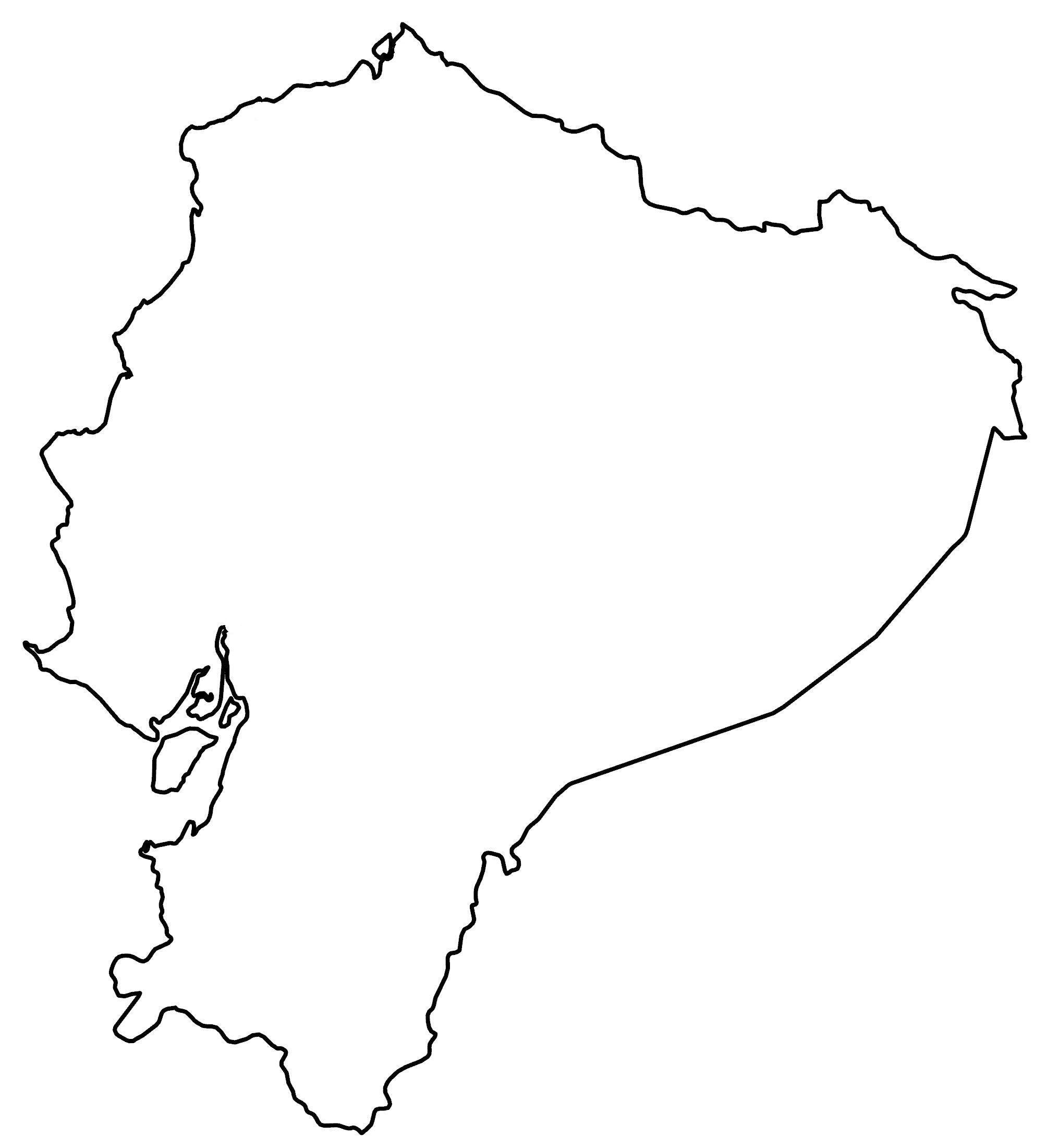 Ecuador Blank Outline Map Glossy Poster Picture Photo Print Banner ...