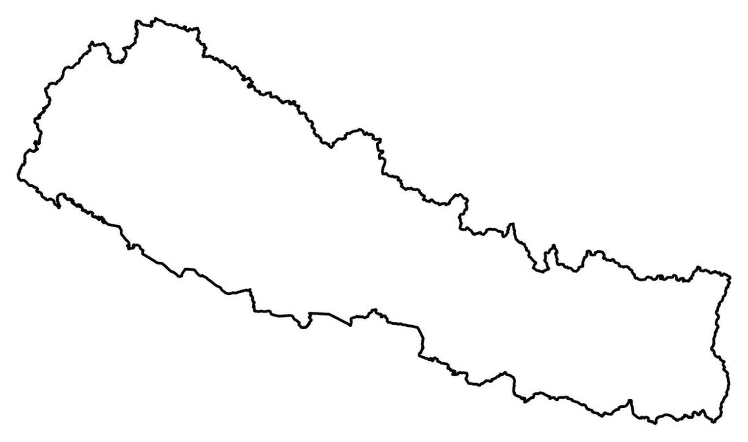 Nepal Blank Outline Map Glossy Poster Picture Photo Print Banner ...