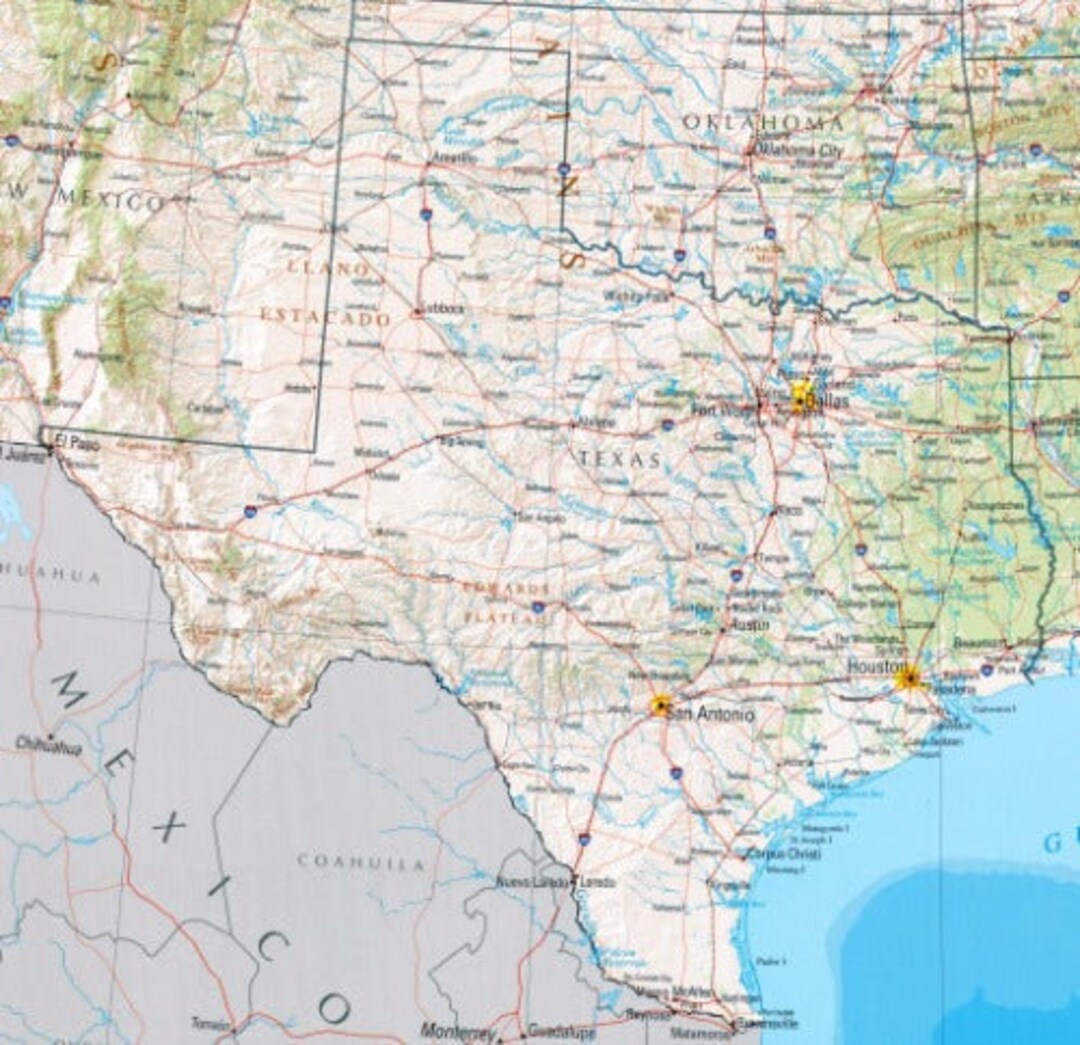 TEXAS STATE ROAD Map Glossy Poster Picture Photo Banner Tx Highway ...