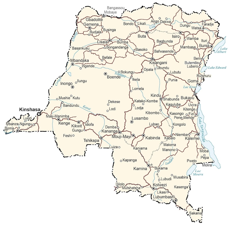 Drc Road Map Congo Glossy Poster Picture Photo Print Banner ...