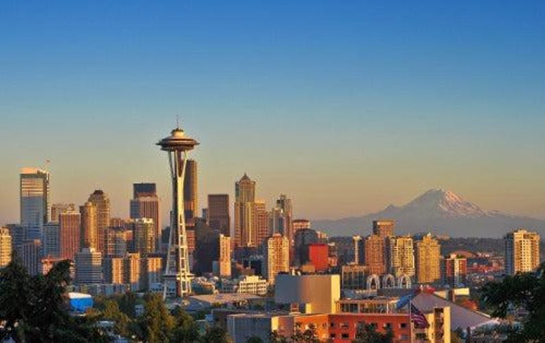 Seattle Washington Skyline Glossy Poster Picture Photo Banner Space ...