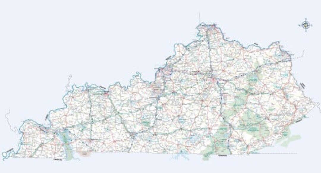 KENTUCKY STATE ROAD Map Glossy Poster Picture Photo Banner City Highway ...